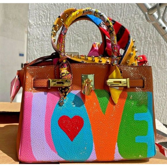 Anca Barbu | Bags | Anca Barbu Satchel Brown Top Handle Love Heart ...